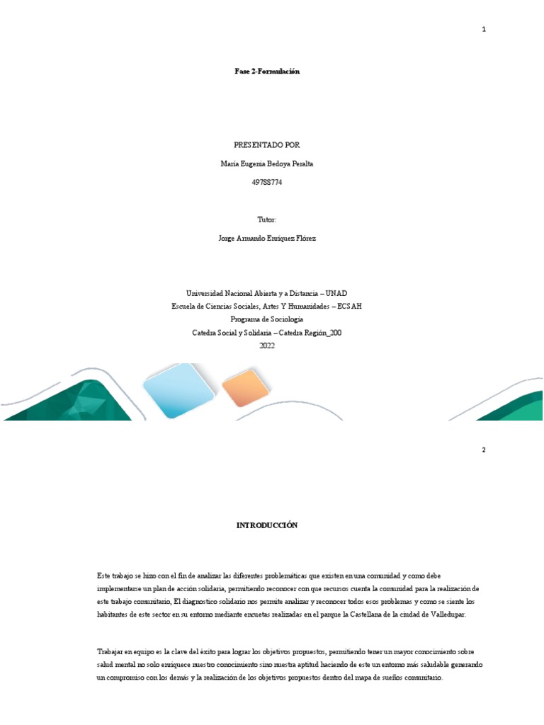 Fase-2 Plan de Acción Solidario | PDF | Conocimiento | Salud mental