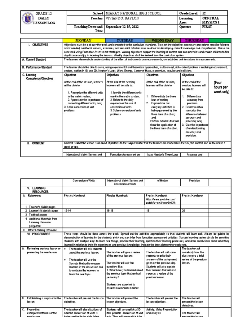 Grade 12 General Physics 1 Guide | PDF | Learning | Teachers