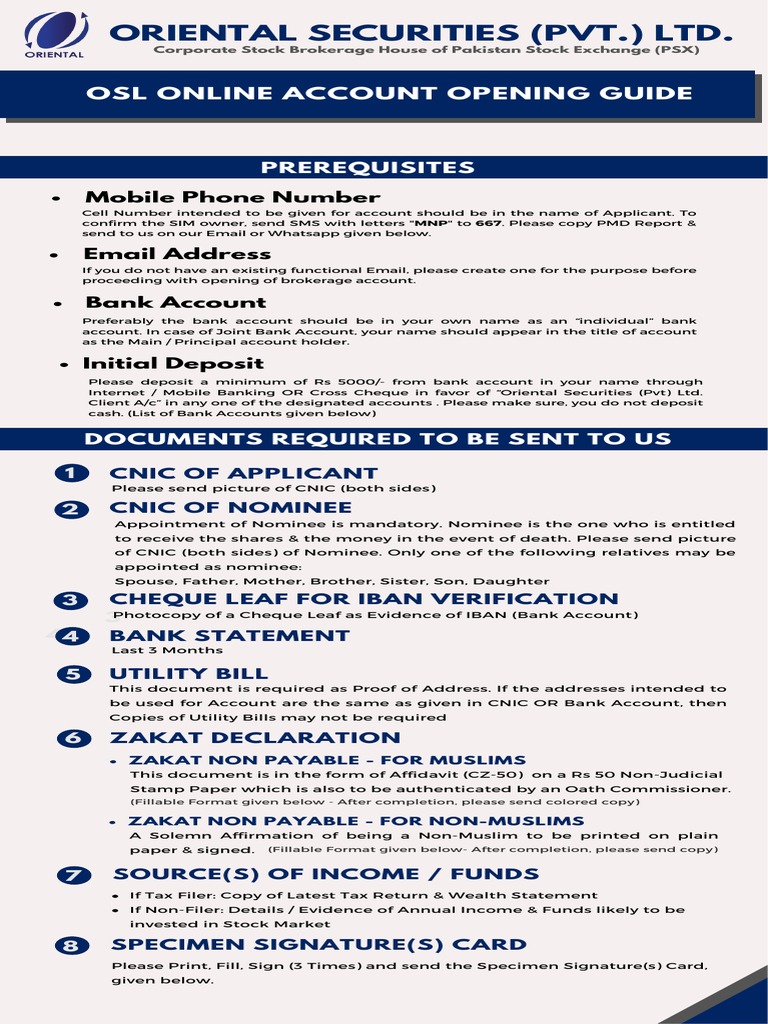 OSL Account Opening Requirements | PDF | Securities (Finance) | Banks