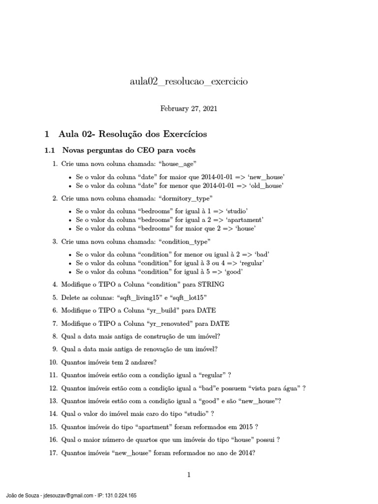 Aula02 Resolucao Exercicio | PDF | Informática