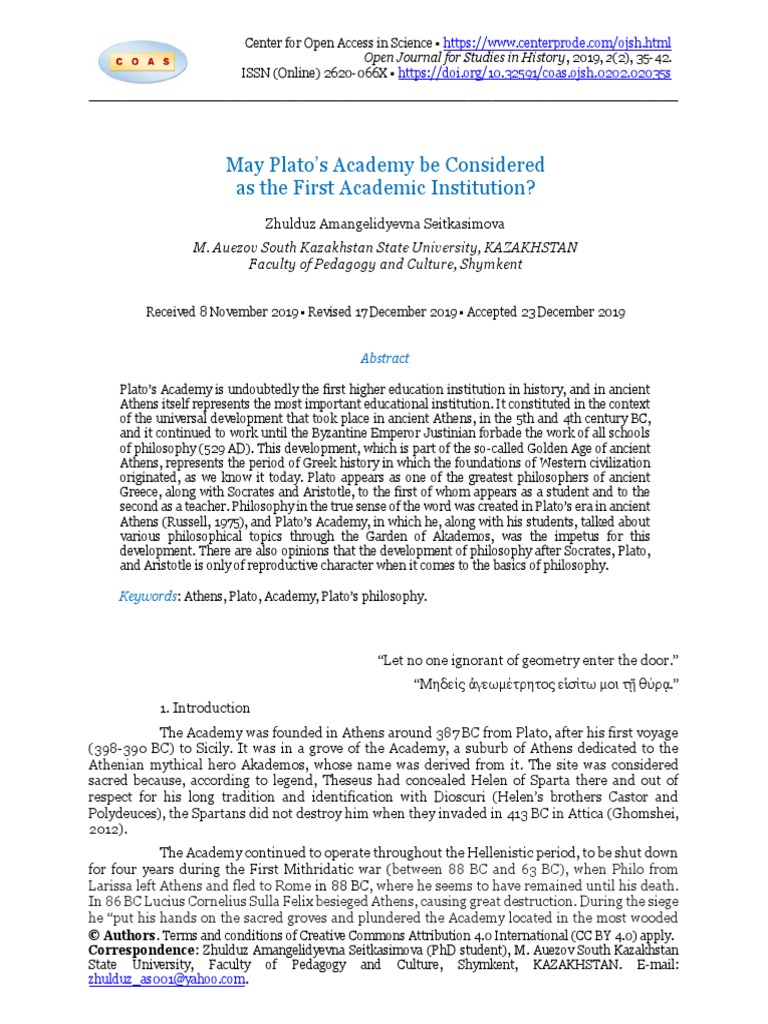 Plato's Academy | PDF