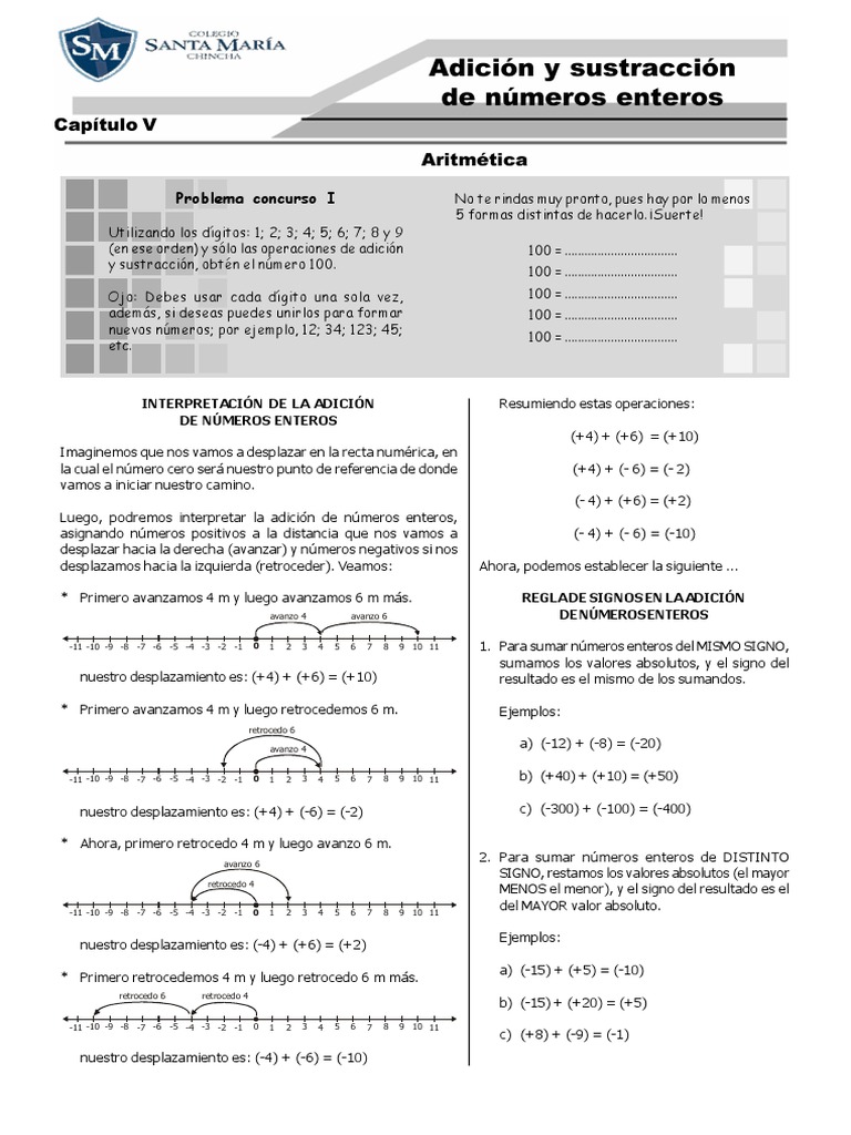 IIB-02 - OPERACIONES CON NÚMEROS ENTEROS - 9no B - 14X26 | PDF ...