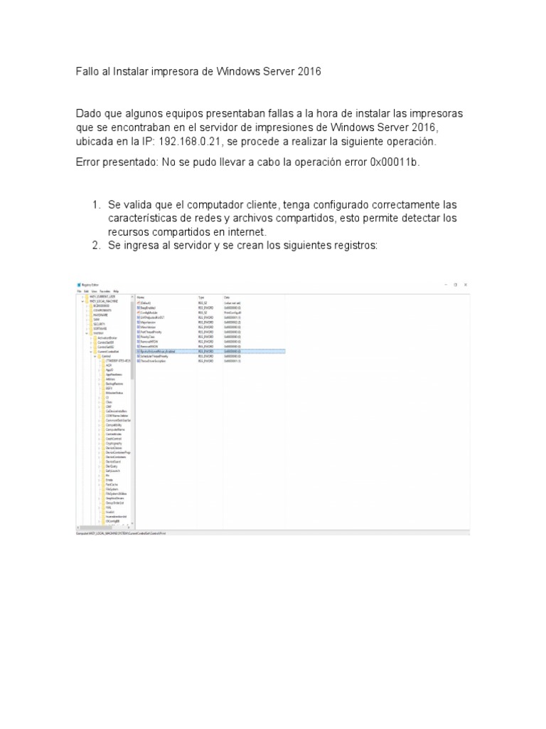 Fallo Al Instalar Impresora de Windows Server 2016 | PDF | Informática