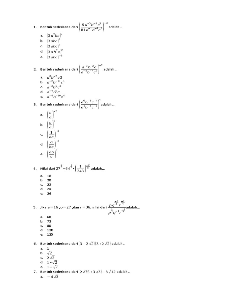 Soal PTS MTK X Ganjil | PDF