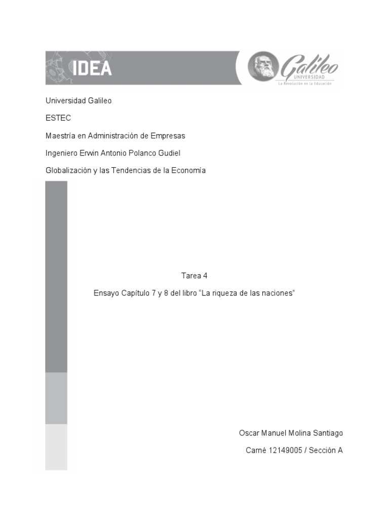 Tarea4 Ensayo Capitulo 7y8 LibroLaRiquezaDeLasNaciones | PDF | Negocios