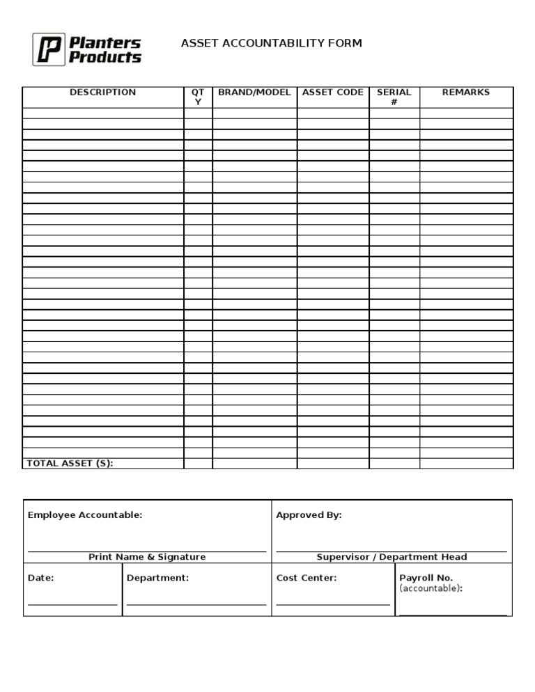 Asset Accountability Form For Folders | PDF