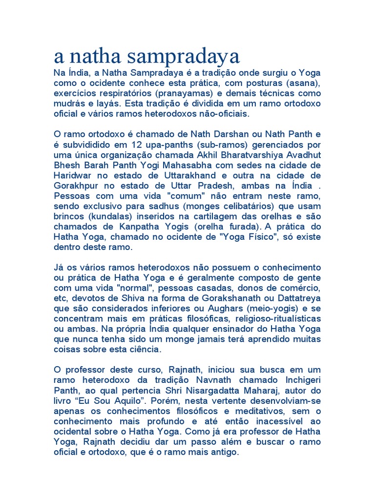 A Natha Sampradaya | PDF | Tantra | Ioga