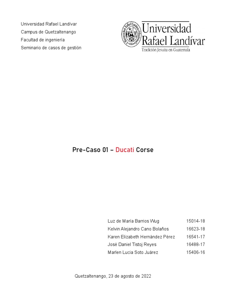 Pre-Caso 01 - Ducati Corse | PDF | Simulación | Motocicleta