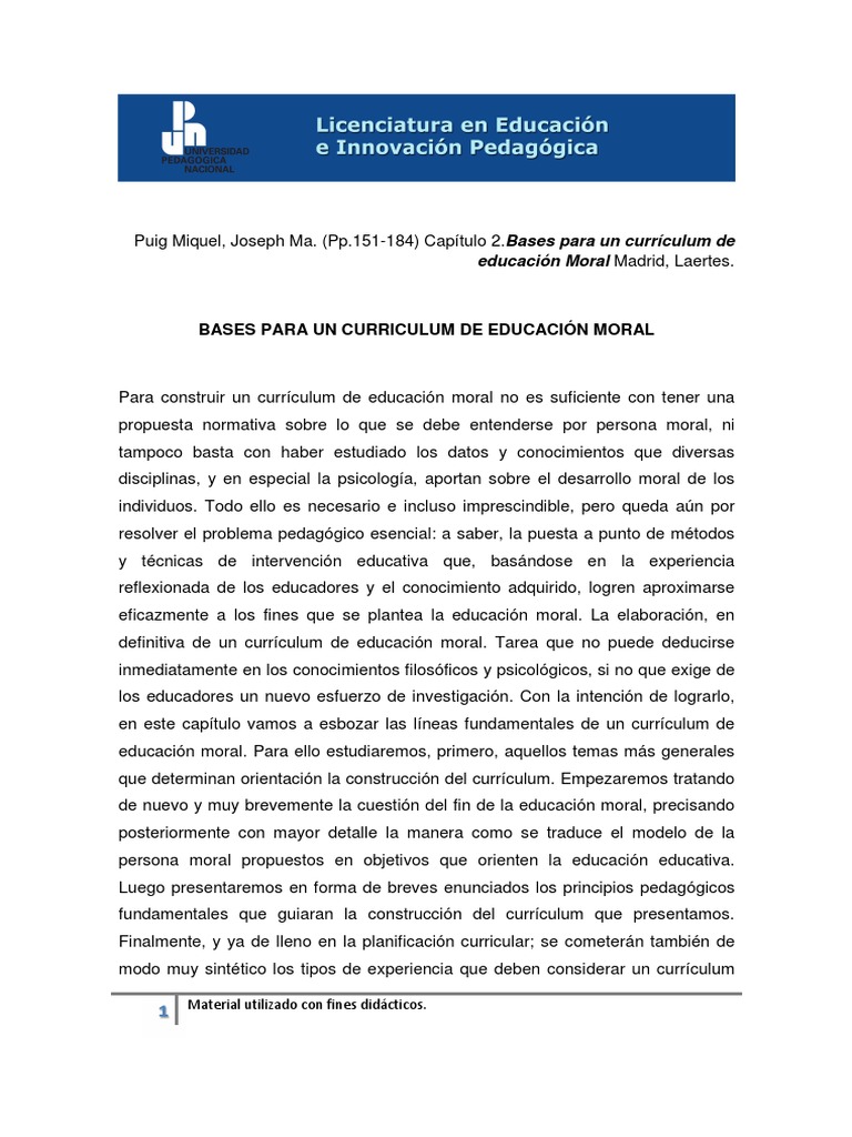 Bases UPN | PDF | Plan de estudios | Moralidad