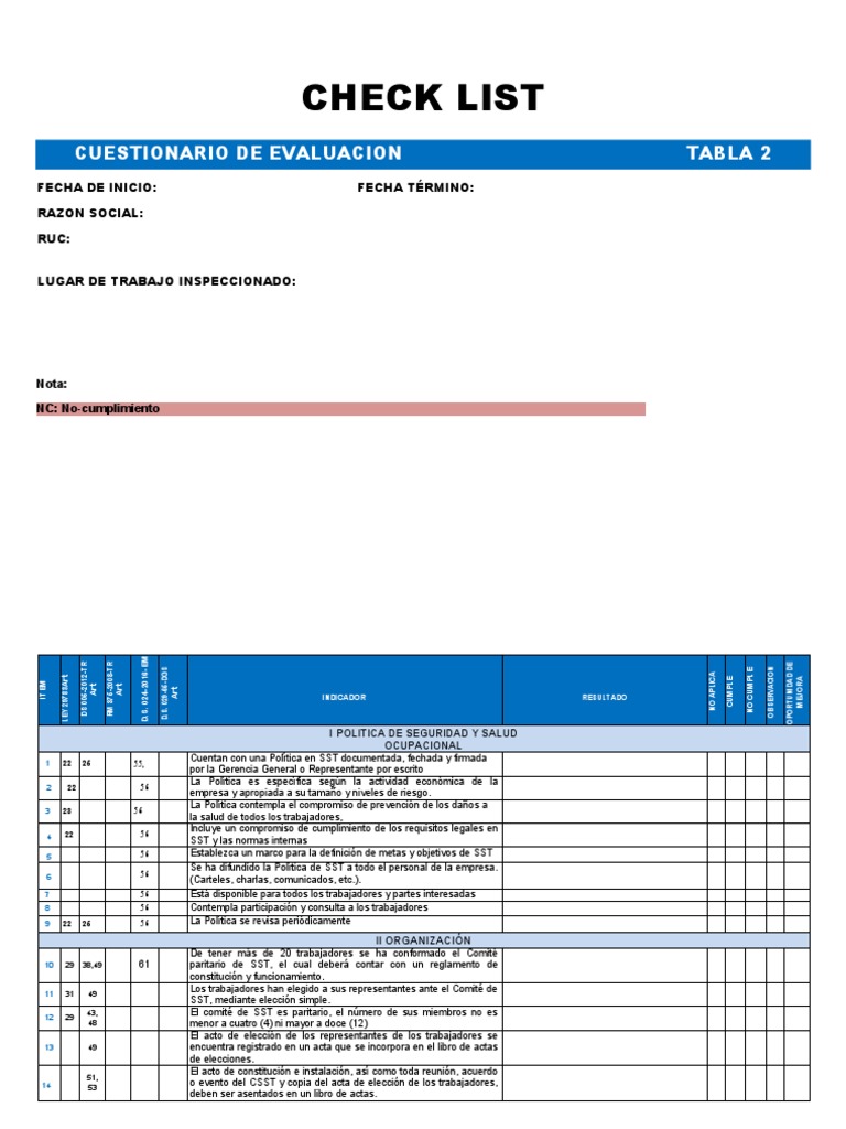 CHECK LIST MINERIA | PDF