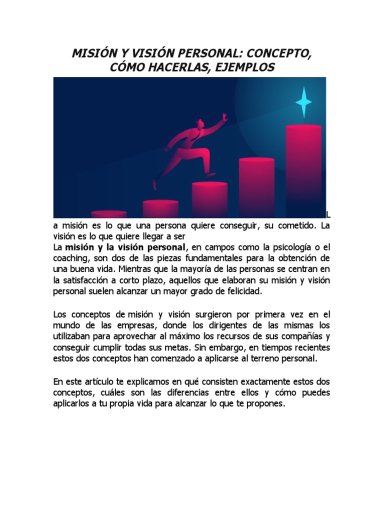 Misión y Visión Personal: Guía Práctica | PDF | Vida | Felicidad