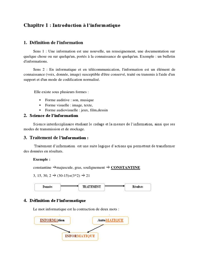 Chapitre 1 Introduction A L Informatique | PDF | Informatique | Matériel informatique