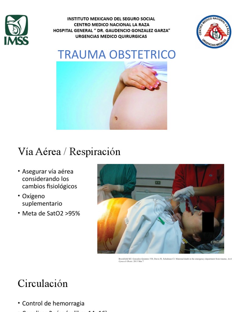 RCP y Trauma en Embarazo: Guía Práctica | PDF | Reanimación cardiopulmonar | Choque (circulatorio)