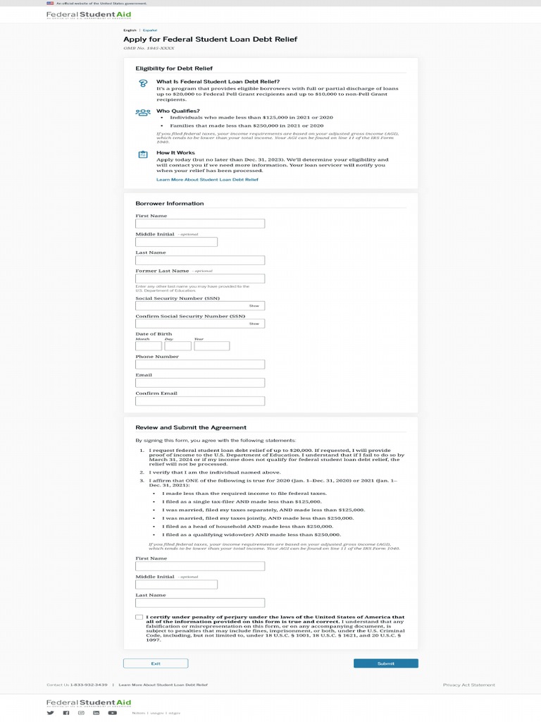 Student Loan Forgiveness Application Form Released by The White House ...