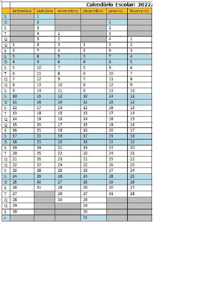 Calendario 1 Semestre | PDF
