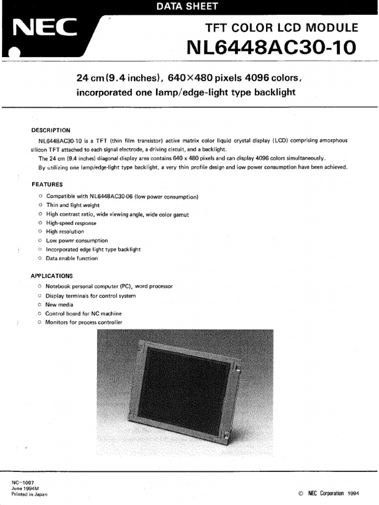 NL6448AC30-10-NEC Pantalla | PDF