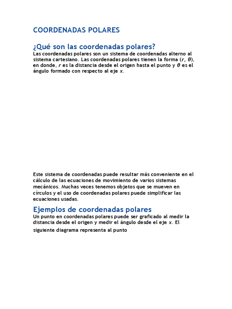 Coordenadas Polares | PDF | Sistema coordinado | Física teórica
