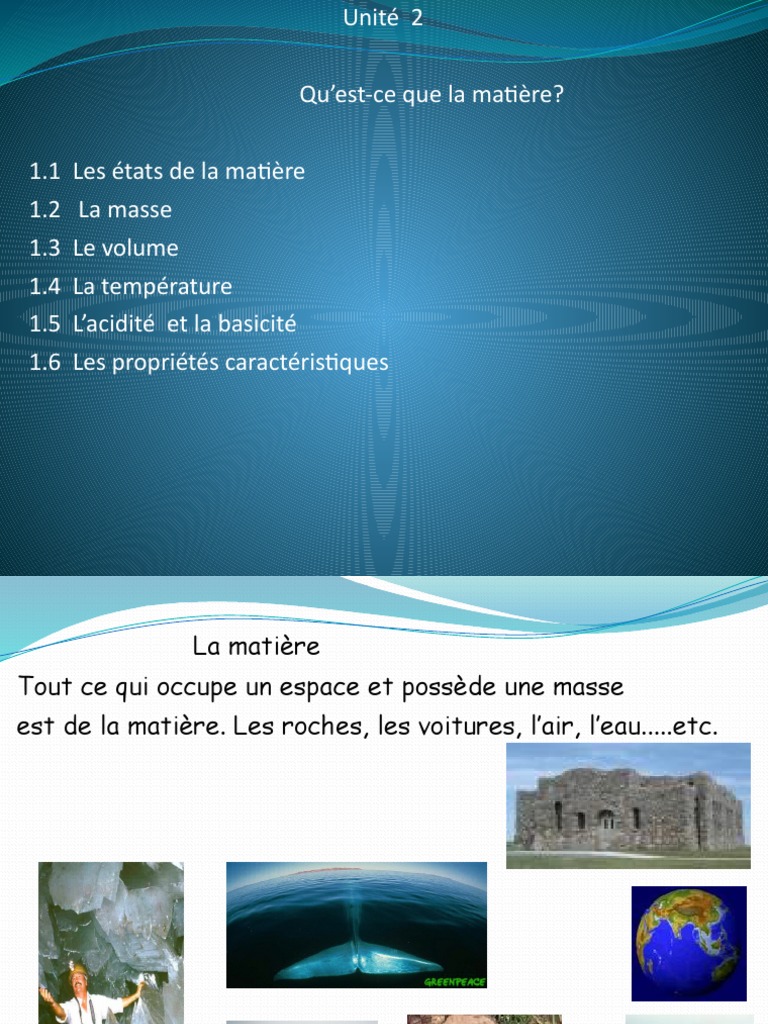 Les États de La Matière (Unité 2) | PDF | Thermomètre | Le volume