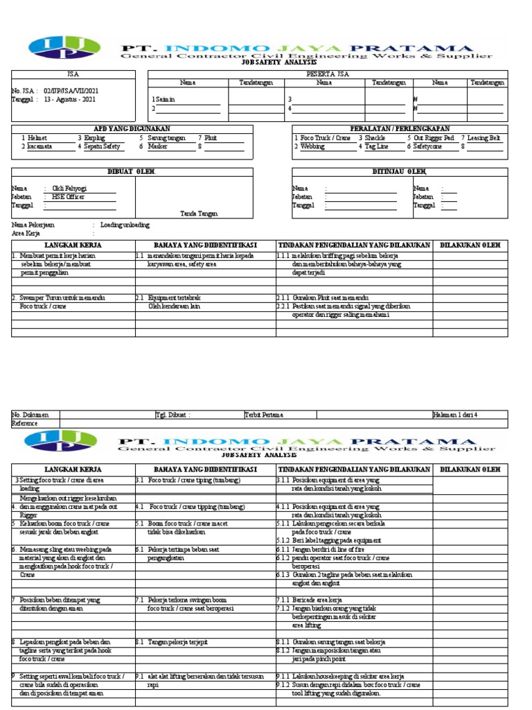 JSA 2 Loading Unloading Material | PDF