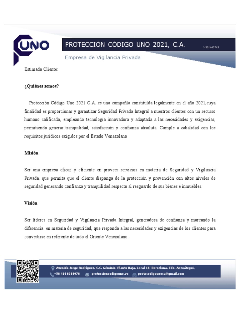 Presentacion Proteccion Codigo Uno 2021, C.A PDF | Descargar gratis PDF | Business | Valores