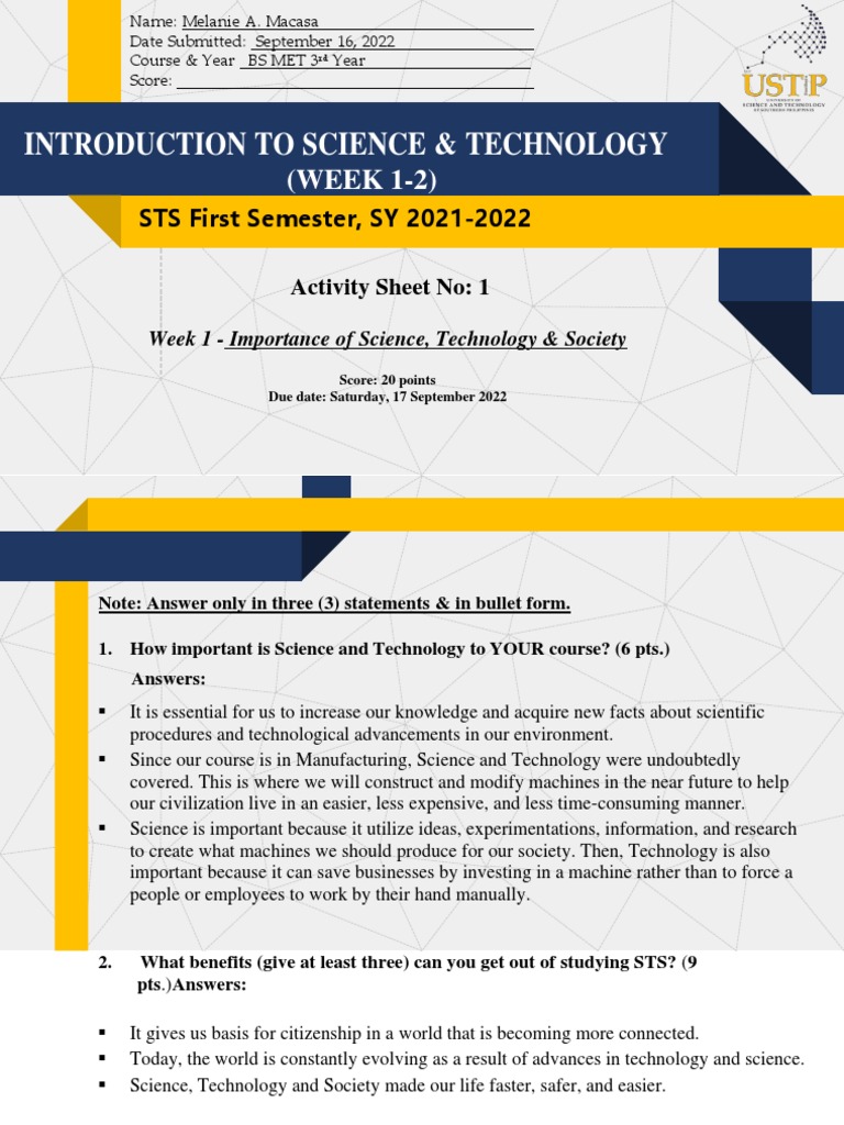 Importance of STS | Download Free PDF | Science | Society