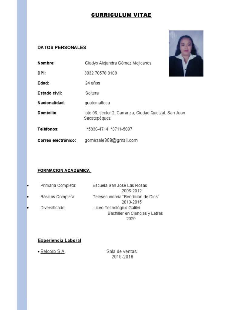 Curriculum Gladys | PDF