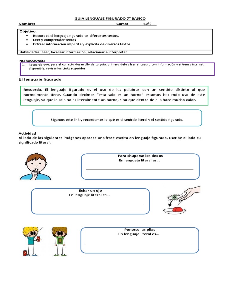 Guía de Lenguaje Figurado 7° Básico | PDF | Información | León