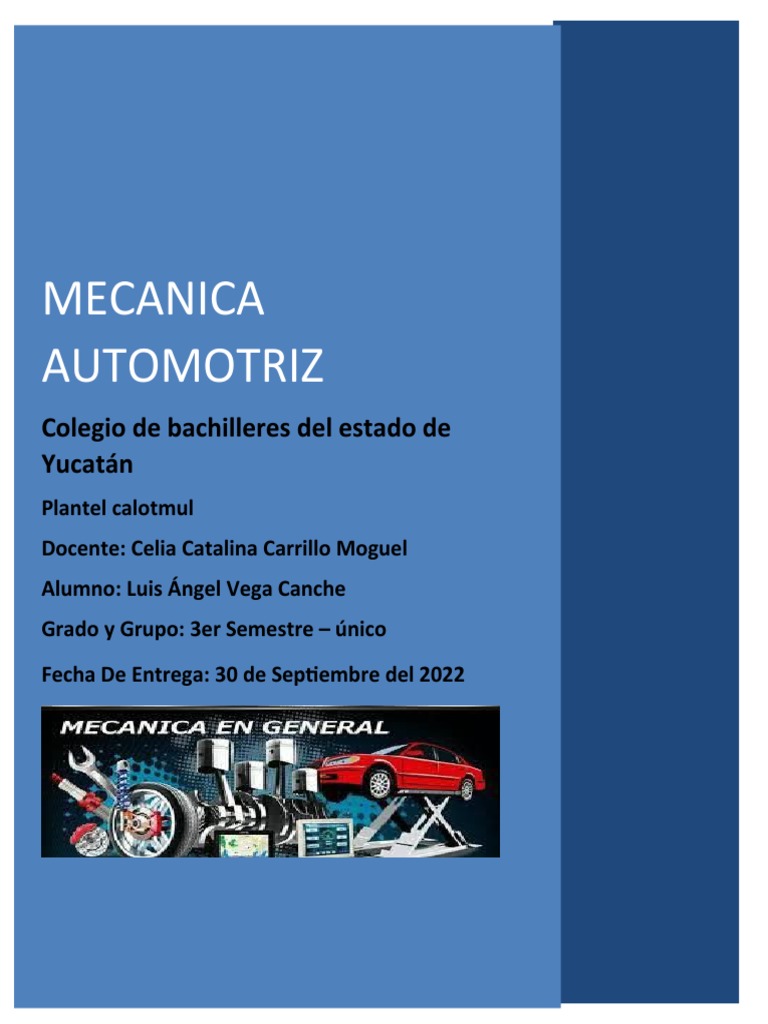 Mecánica Automotriz. Luis Angel Vega Canché | PDF | Inyección de ...