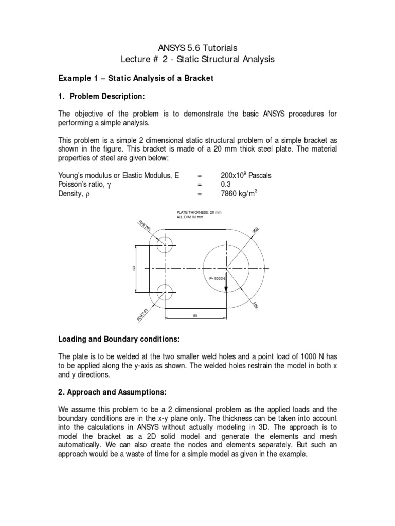 ANSYS 5 6 Tutorials Lecture 2 Static STR | PDF | Young's Modulus ...