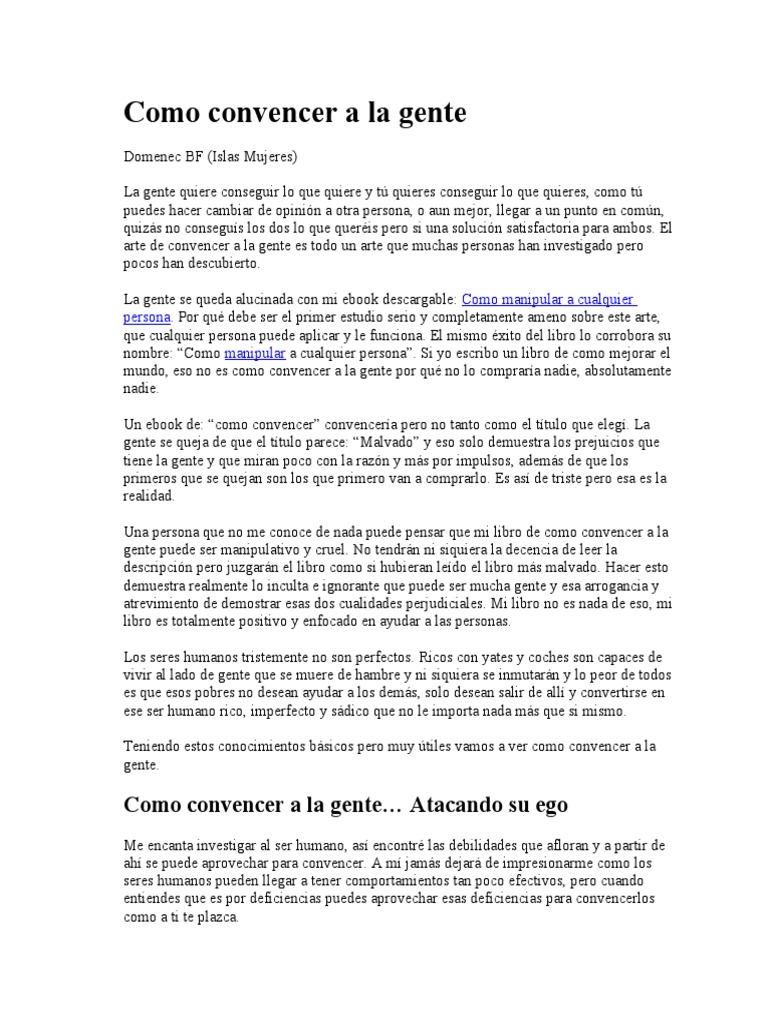 Como Convencer A La Gente | PDF | Cognición | Sicología