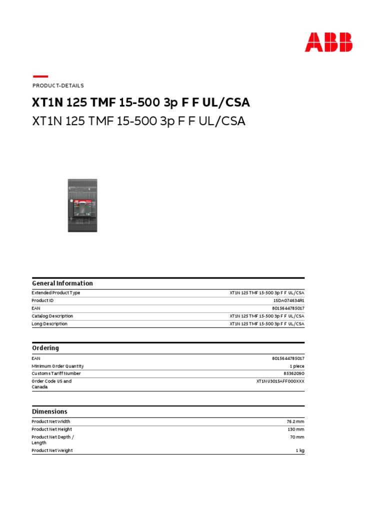 1SDA074634R1 | PDF | Electrical Components | Manufactured Goods