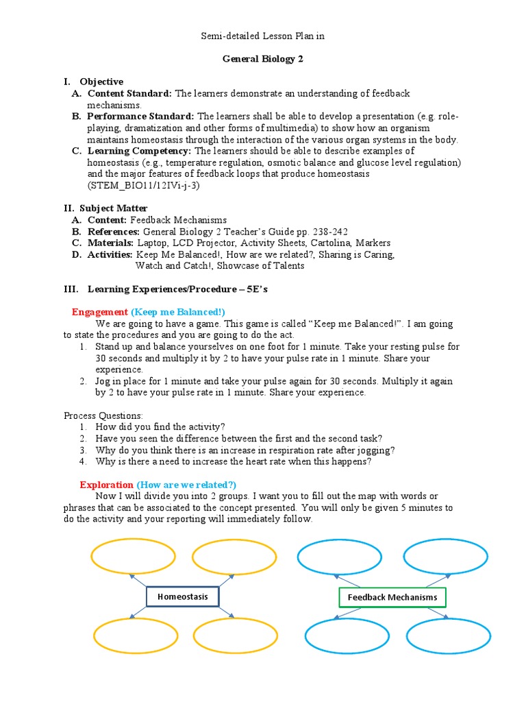 Homeostasis & Feedback Mechanism DLP | PDF