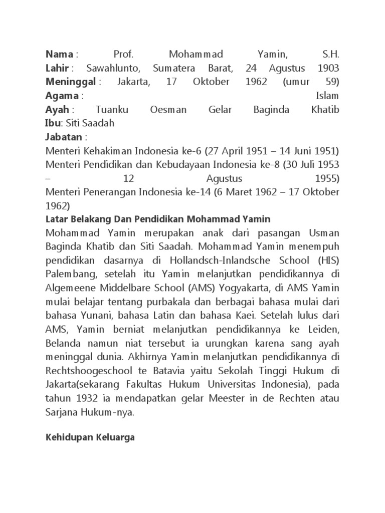 Prof Muhammad Yamin | PDF | Sejarah
