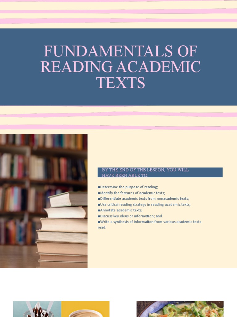 Lesson 1 Fundamentals of Reading Academic Texts | PDF | Reading Comprehension | Cognitive Science
