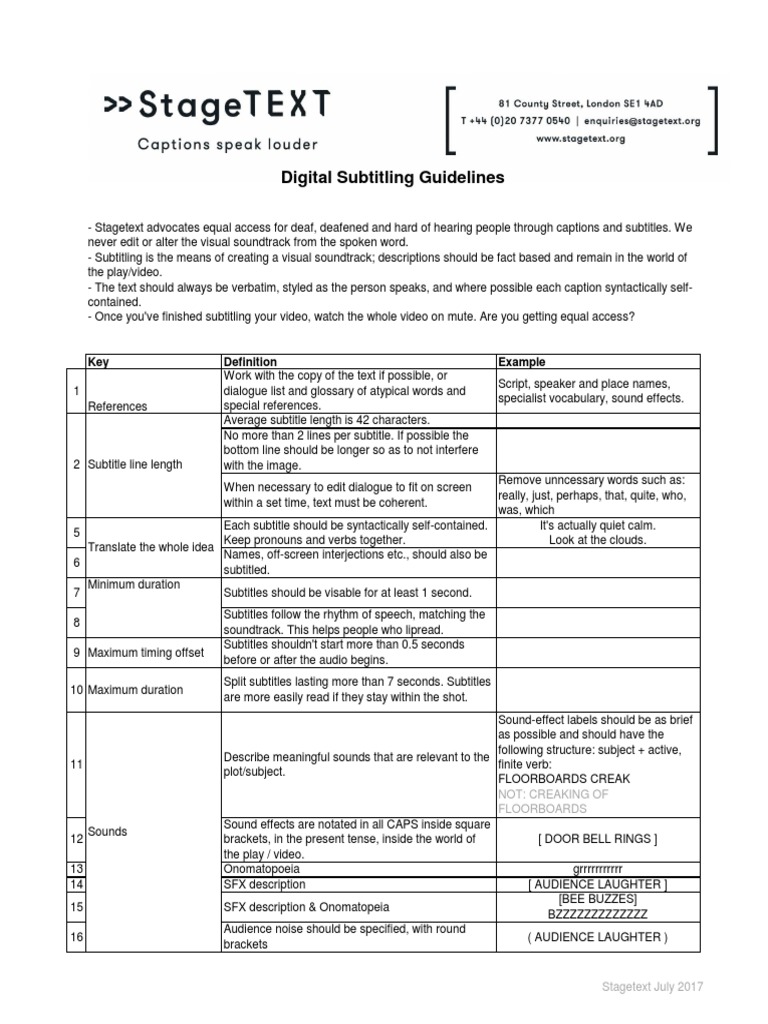 Digital Subtitling Guidelines | PDF | Grammar | Cognitive Science