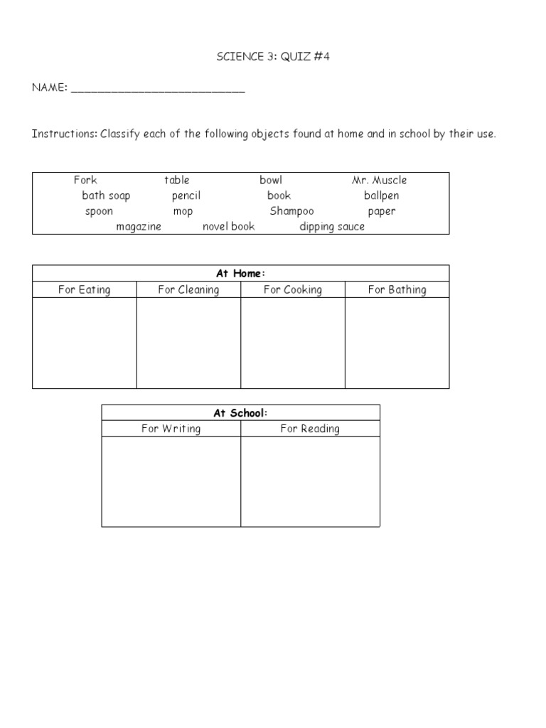 Science 3 Quiz4 | PDF