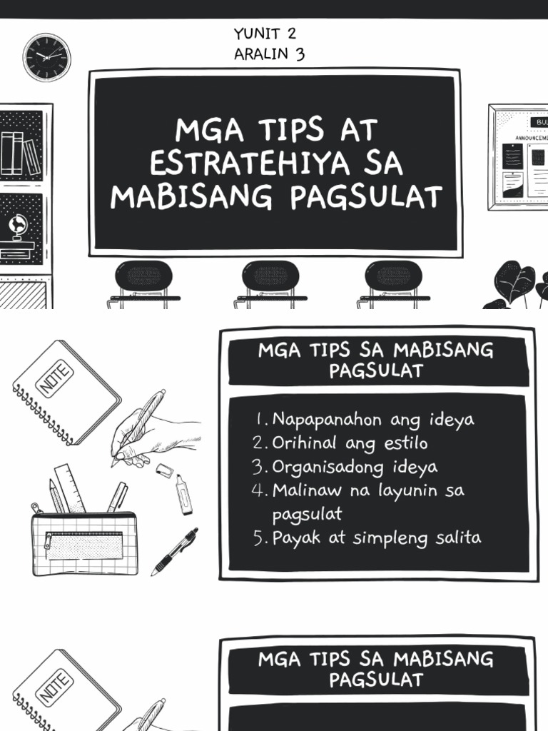 y2 Aralin 3 Mga Tips at Estratehiya Sa Pagsulat.ppt | PDF