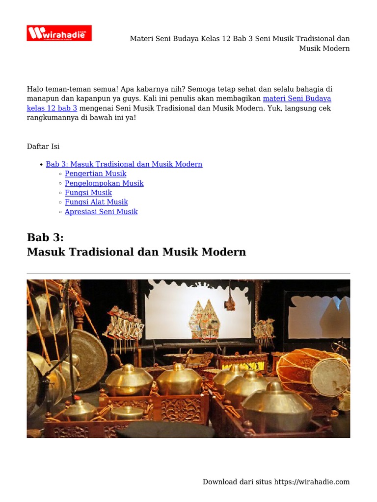 Materi Seni Budaya Kelas 12 Bab 3 Seni Musik Tradisional Dan Musik ...