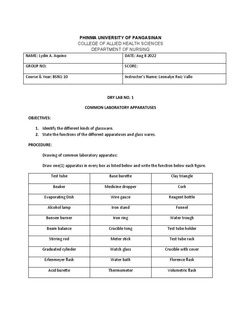 Bio 024 Lab Activity 1 - Lab Apparatuses | PDF | Filtration | Water