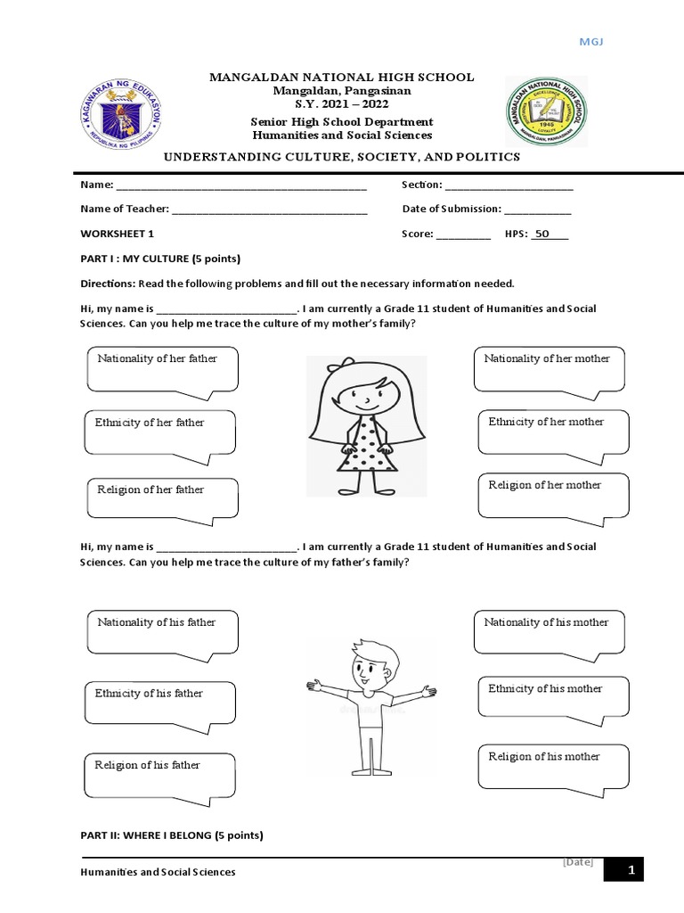 UCSP Week 1 Worksheet | PDF | Humanities | Cognitive Science UCSP Week 1 Worksheet | PDF | Humanities | Cognitive Science