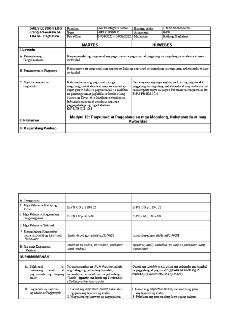 DLL ESP 8 Week 7 | PDF