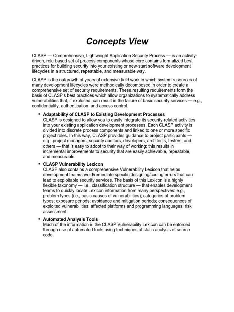 Owasp Clasp v1.2 For Print Lulu | PDF | Vulnerability (Computing ...