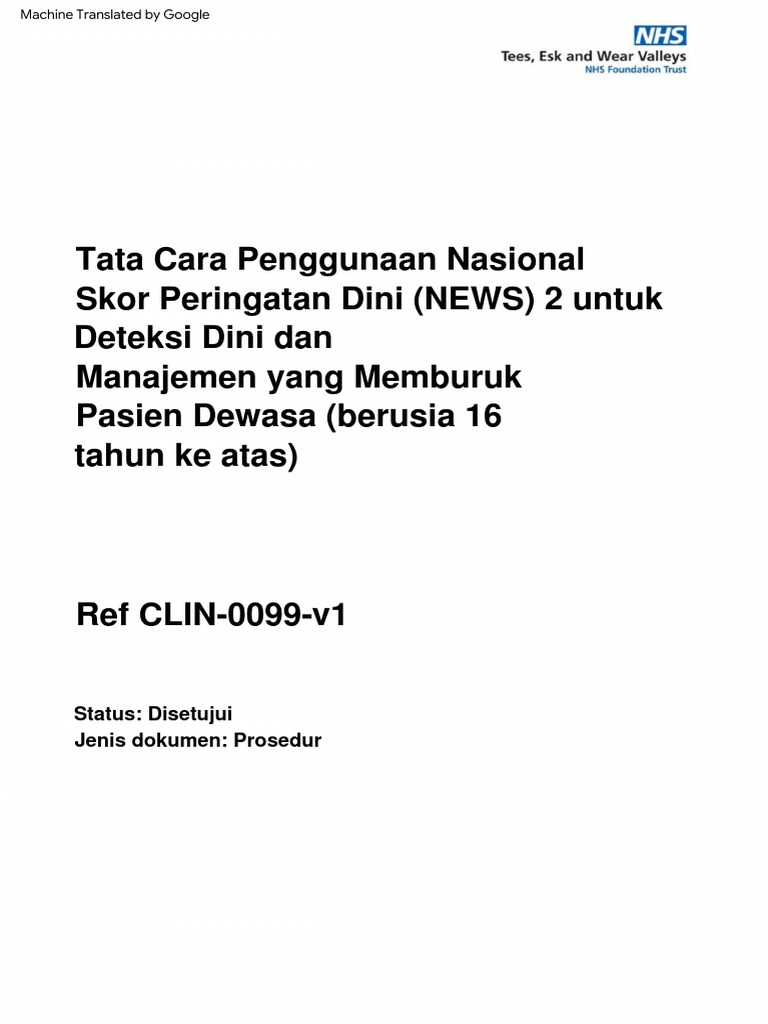 NEWS National Early Warning Score and The Early Detection and ...