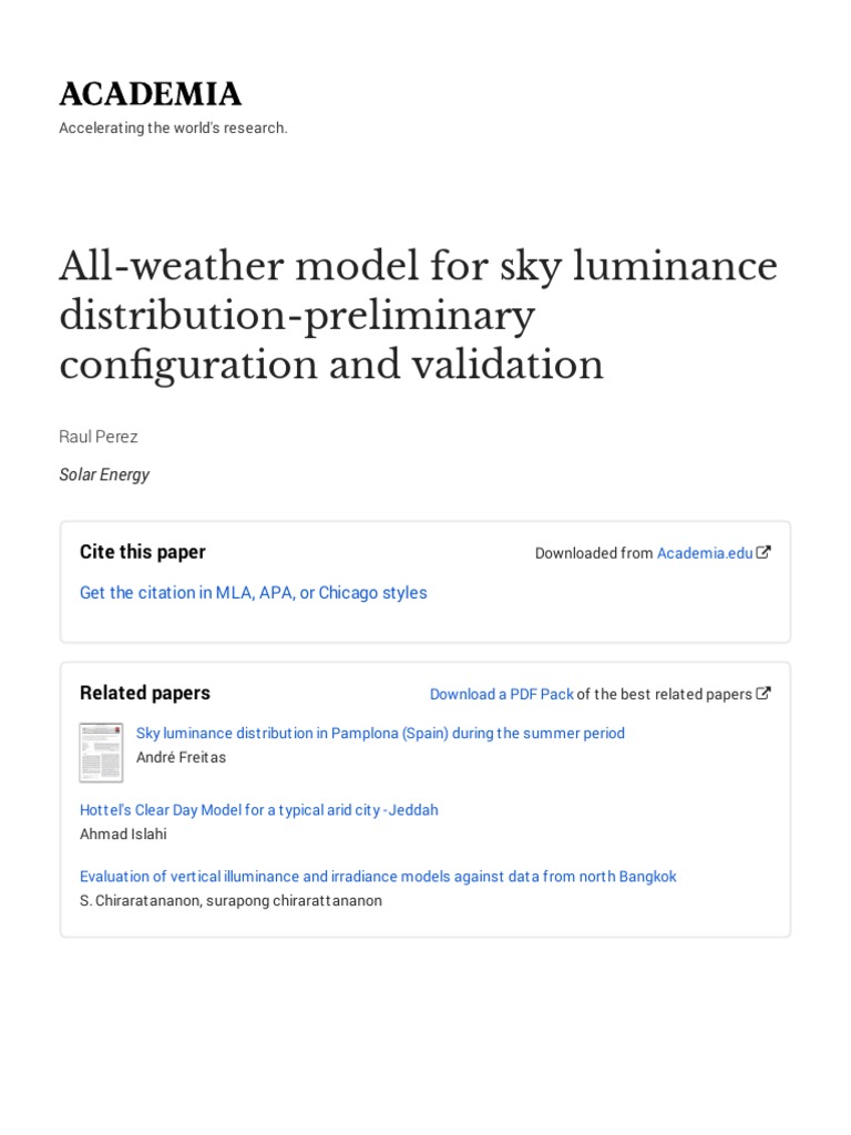 1993 Perez All-Weather Model For Sky Luminance Distribution ...