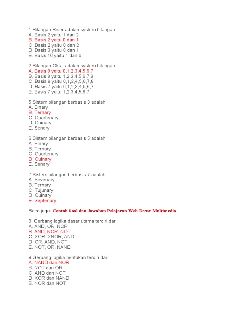 Contoh Soal Gerbang Logika Dan Konf | PDF