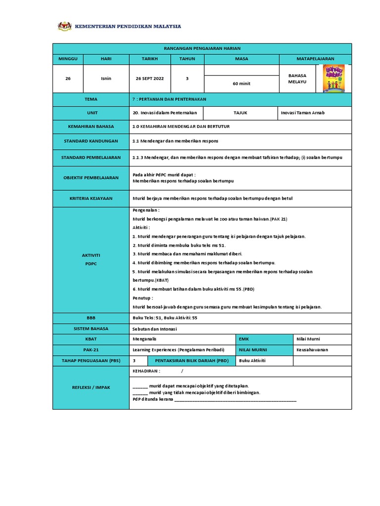 RPH BM THN 3 - M26 | PDF