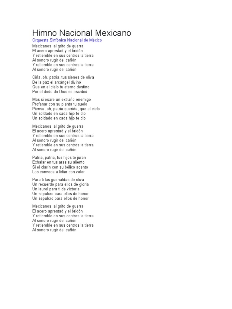 Himno Nacional Mexicano y Estado de Mexico | PDF
