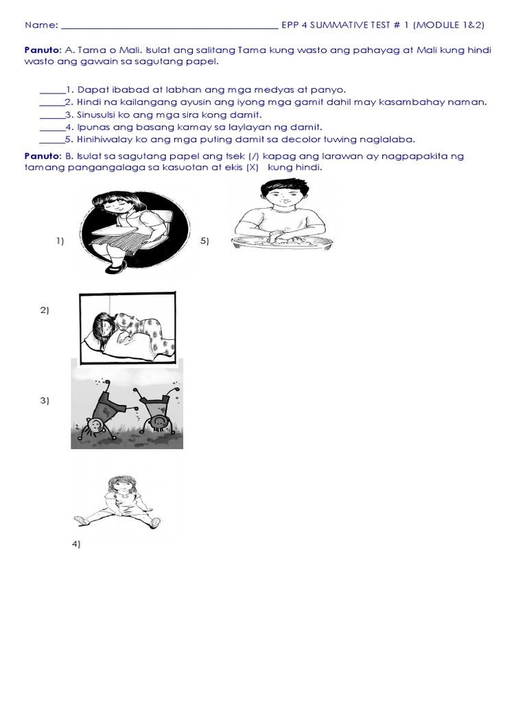 Summative Test in Epp 4 He Melc | PDF