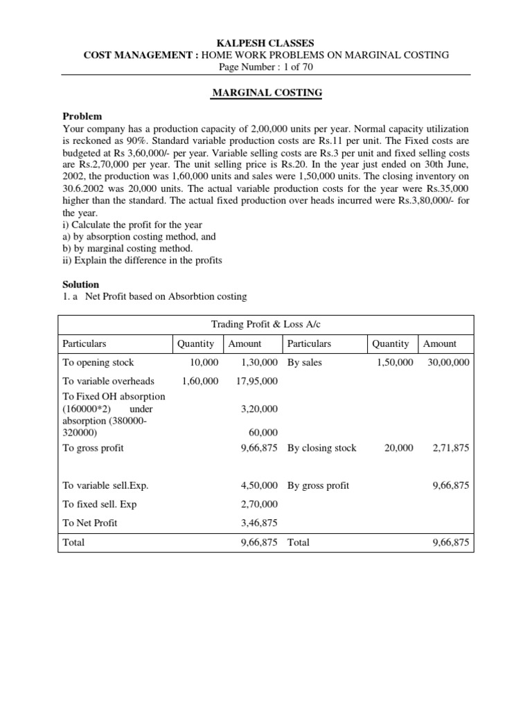 29 Problems and Solution Costing | PDF | Cost Accounting | Management ...