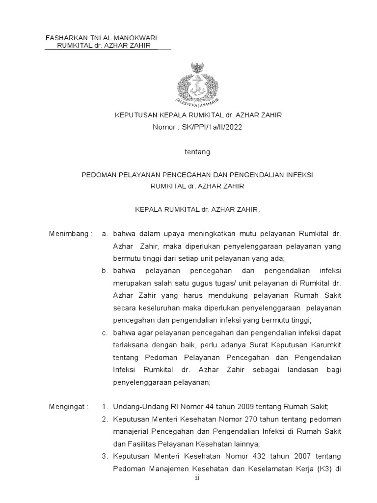 SK Pedoman Pelayanan PPI 2022 | PDF